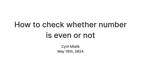 How To Check Whether Number Is Even Or Not — Teletype