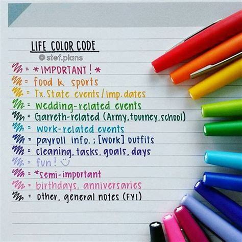 20 Color Key For Planner Ideas Planner Planner Organization Color
