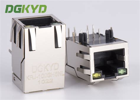 1x1 Single Port Rj45 Ethernet Connector 100mb Cat 5 Manetic Modular Jack G Y Led