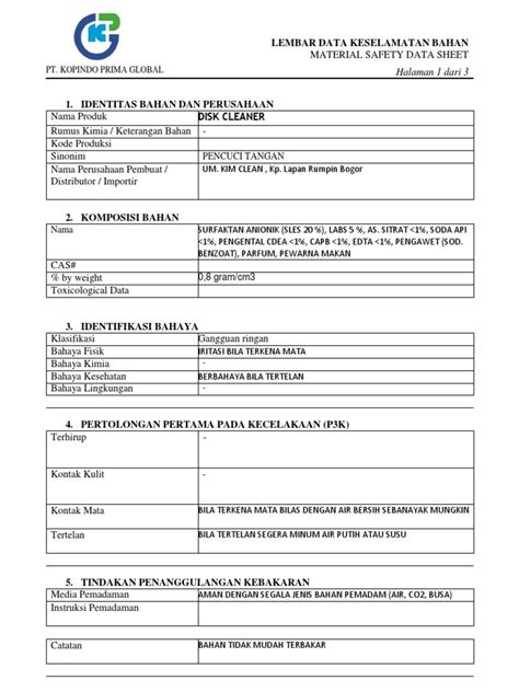 Msds Disk Cleaner Pdf