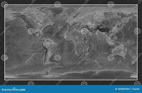 Tectonic Plate Boundaries On The World Grayscale Map 0 Pm Pat Stock Illustration