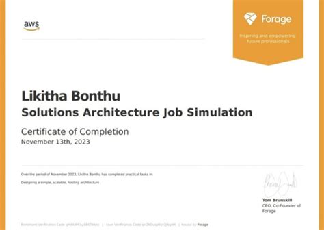 completed forage s solutions architecture likitha bonthu posted on the topic linkedin