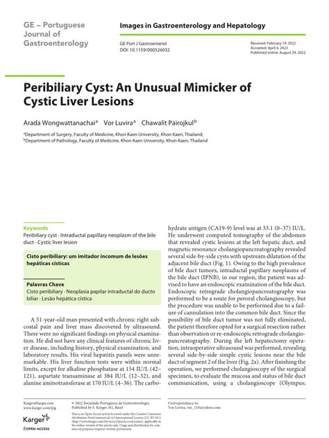 Pdf Peribiliary Cyst An Unusual Mimicker Of Cystic Liver Lesions