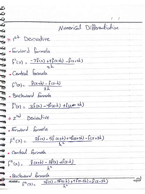 Numerical Differentiation Pdf