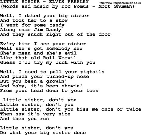 Little Sister By Elvis Presley Lyrics