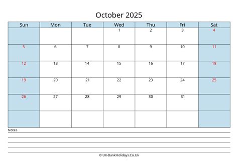 October 2025 Calendar Month Printable Bookmarks Alfred C Knudsen