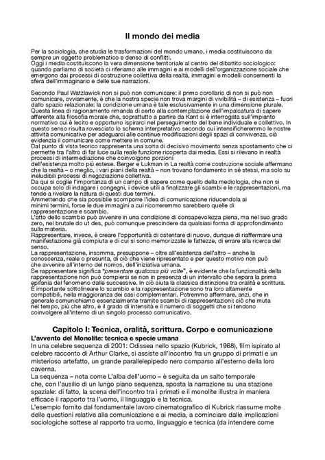 Il Mondo Dei Media Riassunto Docsity