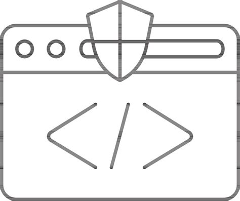 Coding Or Programming Protection Website Icon In Thin Line Art