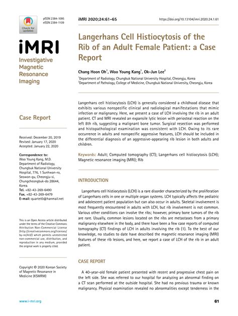 Pdf Langerhans Cell Histiocytosis Of The Rib Of An Adult Female