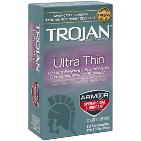 Trojan Condom Sensitivity Ultra Thin Spermicidal 12 Count Wholesale