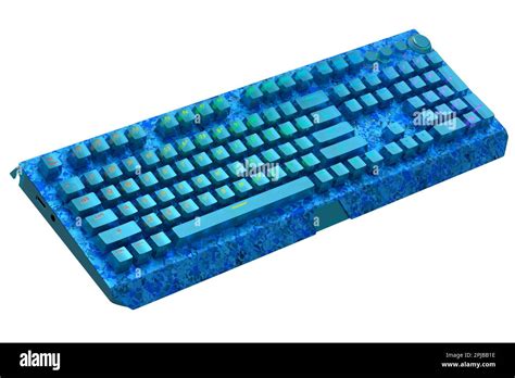 Realistic Computer Keyboard With Seamless Wavy Pattern Isolated On