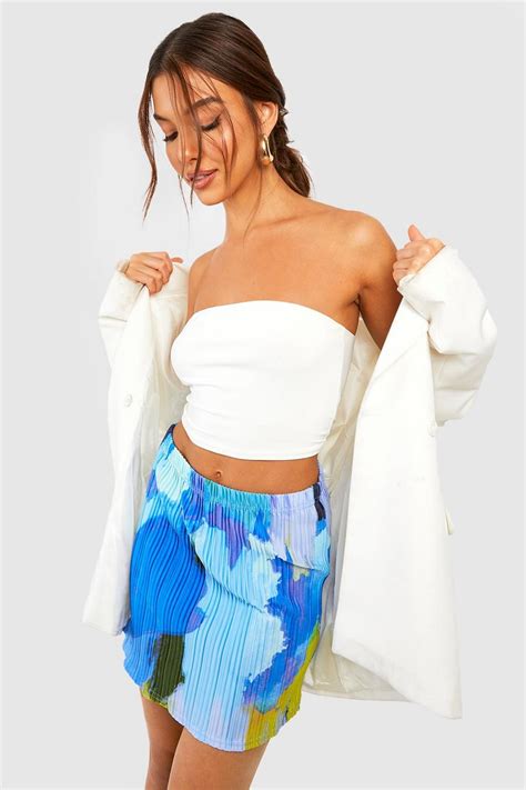 Womens Abstract Plisse Mini Skirt Boohoo Uk