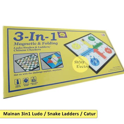 Promo Mainan 3in1 Magnetic Halma Ludo Ular Tangga Snake Ladders