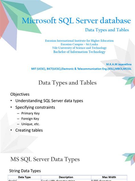 Day 4 Data Types And Tables Pdf Relational Model String