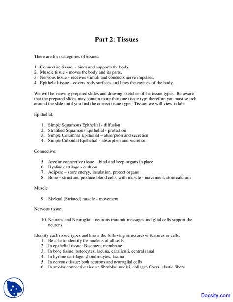 Categories Of Tissues General Biology Lecture Notes Docsity