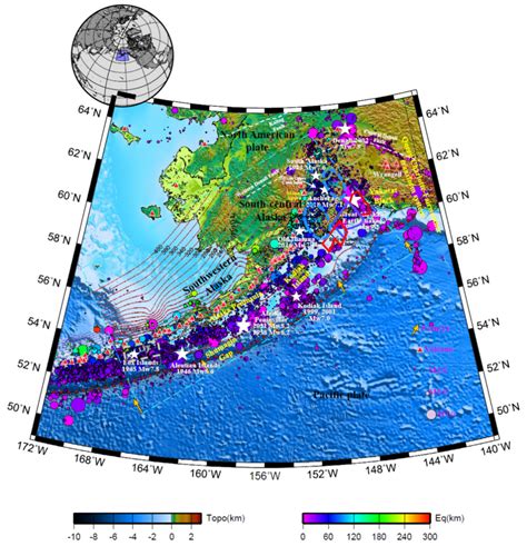 Tectonic Map The Color Indicates Surface Topography Etopo [14] The