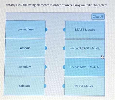 Solved Arrange The Following Elements In Order Of Increasing