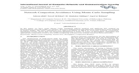 Network Congestion Avoidance Using Monte Carlo · Pdf Filenetwork Congestion Avoidance Using