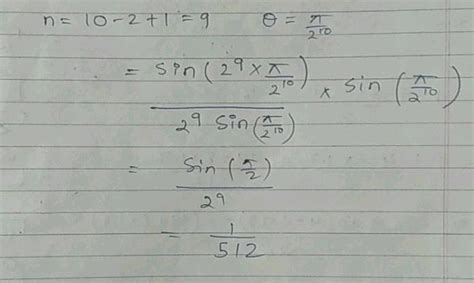 The Value Ofn Cos Frac Pi 2 2 Cdot Cos Frac Pi 2 3 Ldots