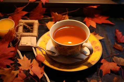 Premium Ai Image Cozy Autumn Tea