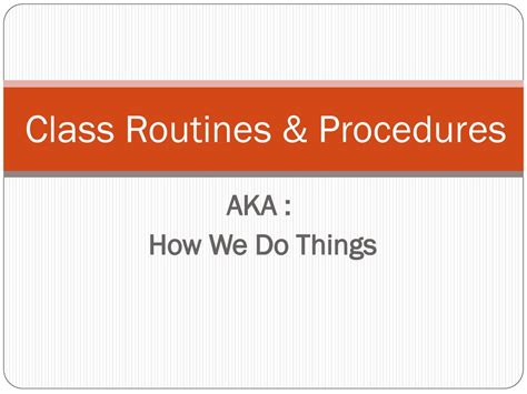 Class Routines And Procedures Ppt Download
