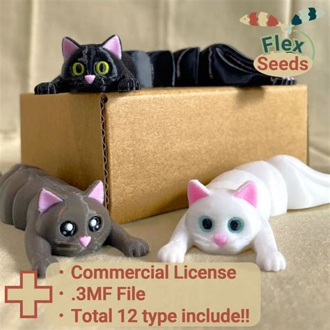 3d Printable Flexi Holding Cat Mark Ⅱ Set Articulated Cute Cat Desk