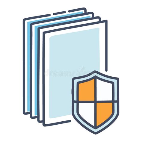 Secured Documents Protection Icon Illustrated Icon Depicting A Stack Of Papers With A Shield