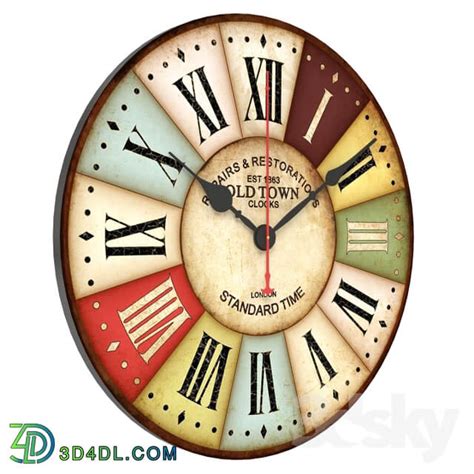 دانلود آبجکت vintage wall clock watches clocks 3d models مرجع دانلود