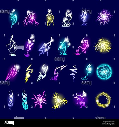 Thunderbolt Shapes Glowing Effects For 2d Games Recent Vector Electric