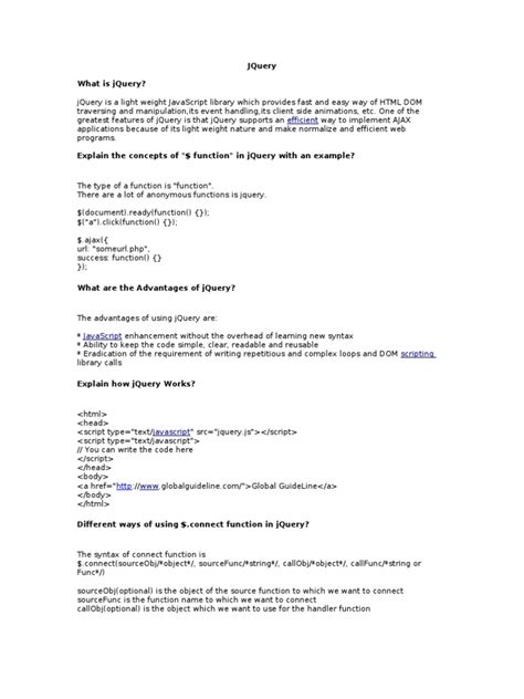 Efficient Jquery What Is Jquery Pdf J Query Java Script