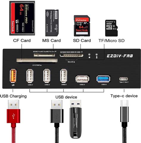 525in Pc Front Panel Internal Card Reader Usb Hub Usb 31 Gen2 Type