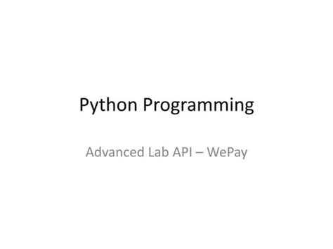 Python Programming Lab 18 Ppt