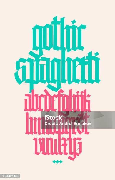 라틴 문자의 고딕 글꼴입니다 영어 알파벳입니다 중세 유럽 스타일 유럽 알파벳 916 세기 로마노게르만 문자 모노그램과 디자인의 심볼 개성 개념에 대한 스톡 벡터 아트 및