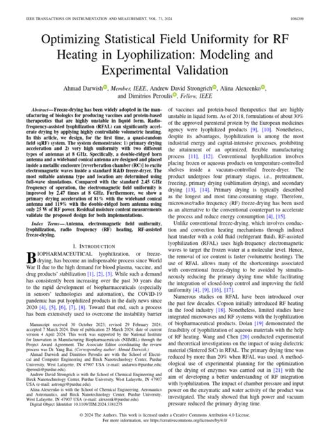 Optimizing Statistical Field Uniformity For Rf Heating In Lyophilization Modeling And