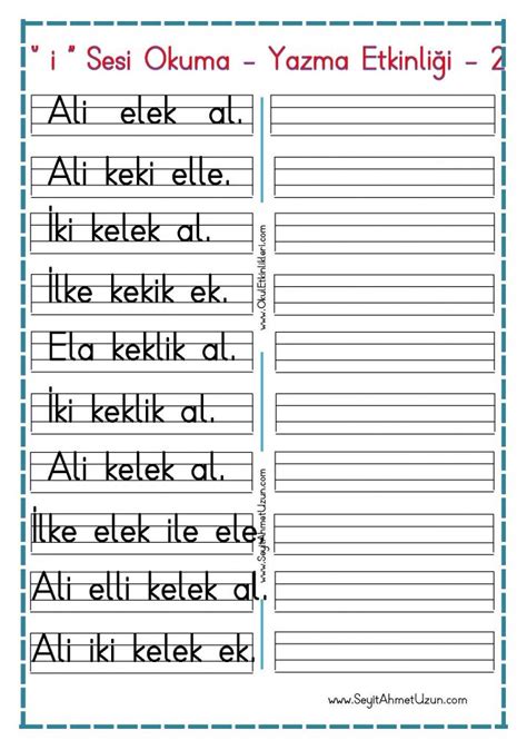 i Sesi Okuma ve Yazma Etkinliği 2 Seyit Ahmet Uzun Eğitime Yeni