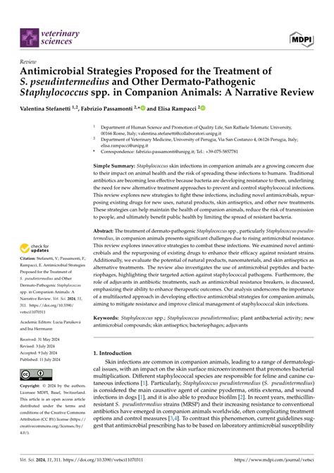 Pdf Antimicrobial Strategies Proposed For The Treatment Of S Pseudintermedius And Other