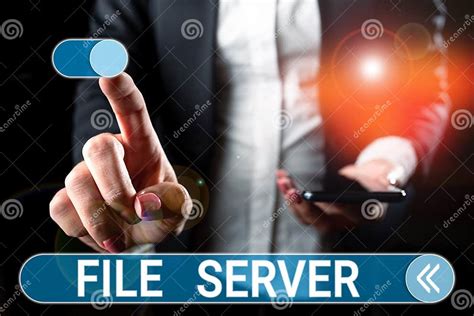 text sign showing file server concept meaning device which controls