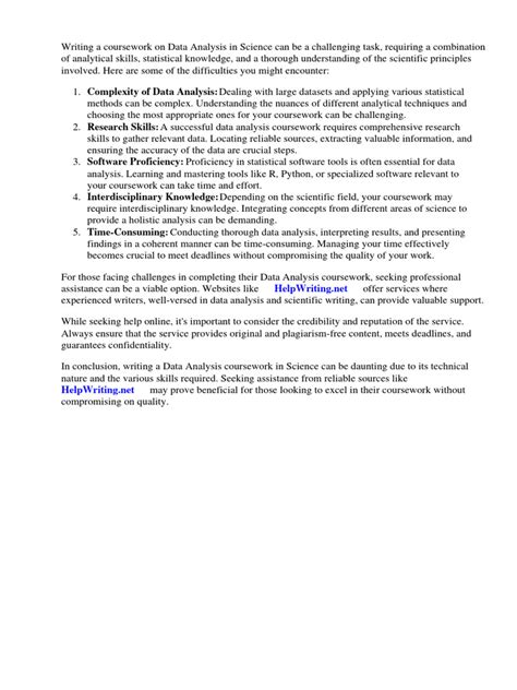 Data Analysis Coursework In Science Pdf Data Data Analysis