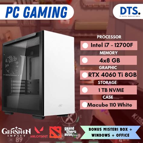 Jual Pc Gaming Intel I7 12700f Rtx 4060 Ti 1 Tb Nvme