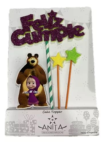 Topper Adorno Para Torta Masha Y El Oso