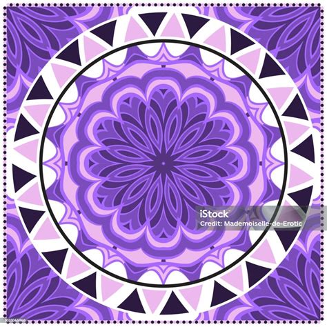 색상 만다라와 관 상용 꽃 인쇄입니다 카페트 목도리 베개 쿠션 디자인 벡터 일러스트 레이 션 꽃 식물에 대한 스톡 벡터 아트 및
