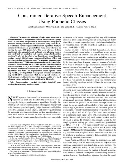 pdf constrained iterative speech enhancement using phonetic classes