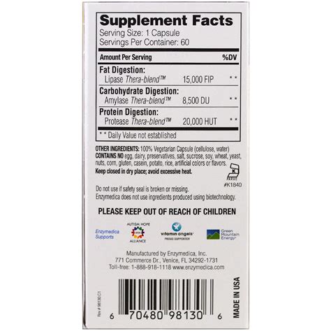 Enzymedica Lypo Gold For Fat Digestion 60 Capsules Iherb