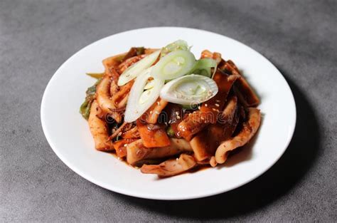 Korean Home Style Stir Fried Spicy Squid Stock Image Image Of Food