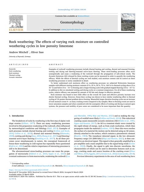 Pdf Rock Weathering The Effects Of Varying Rock Moisture On