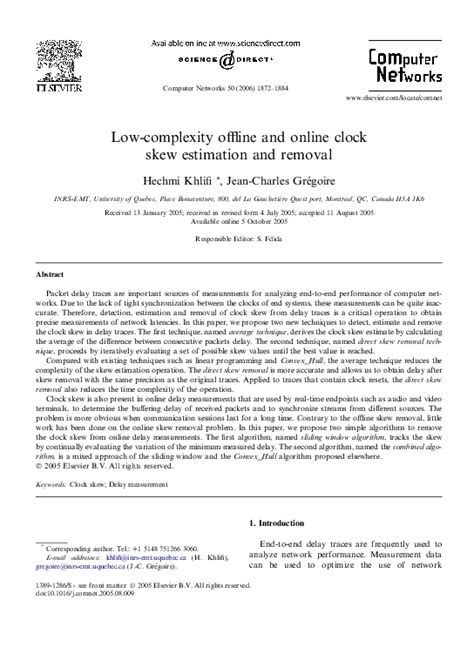 pdf low complexity offline and online clock skew estimation and