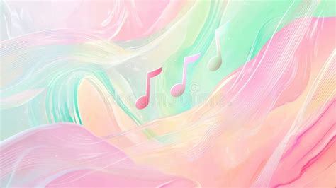 Three Music Notes Are Floating On A Colorful Pastel Abstract Background With Swirling Patterns