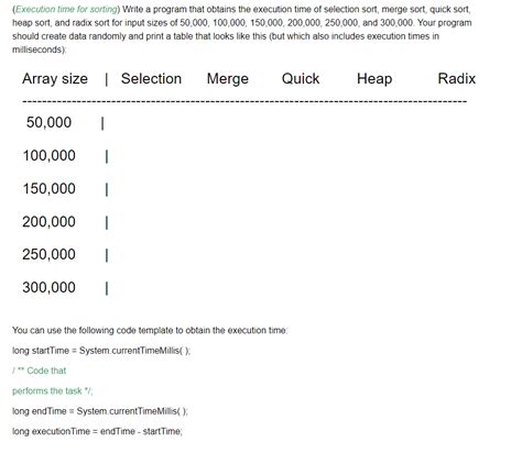 Solved Execution Time For Sorting Write A Program That