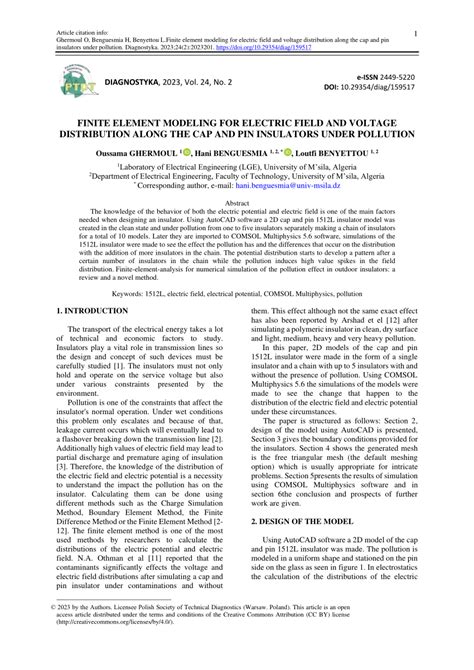 Pdf Finite Element Modeling For Electric Field And Voltage