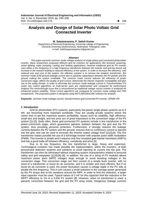 Pdf Analysis And Design Of Solar Photo Voltaic Grid Connected Dokumentips